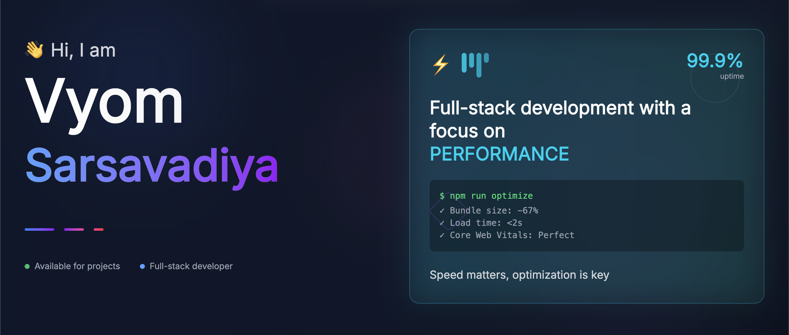 Vyom Sarsavadiya - Full Stack Developer Portfolio
